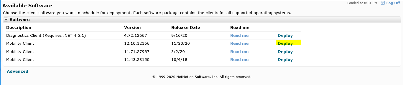 Deploying Mobility from the Console