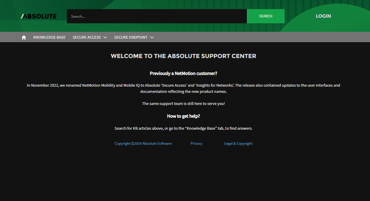 Downloading Absolute Secure Access Product Software