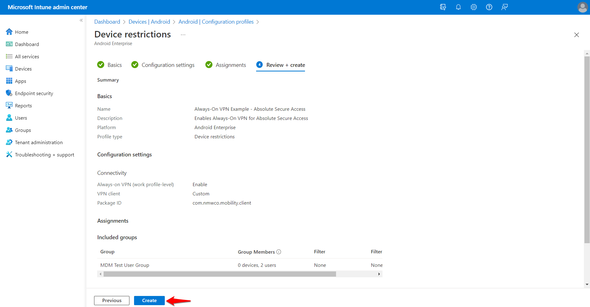 Android: Intune - Creating an Always-On VPN Profile