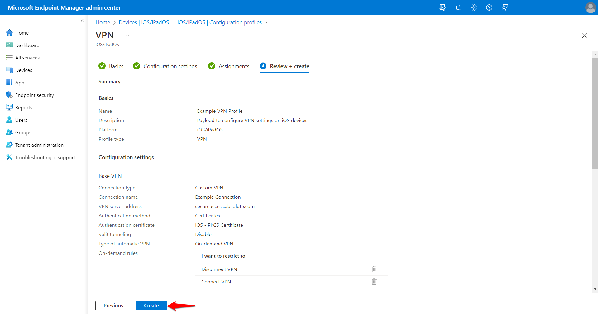 iOS/iPadOS: Intune - Creating an On Demand VPN Profile with Certificate Authentication